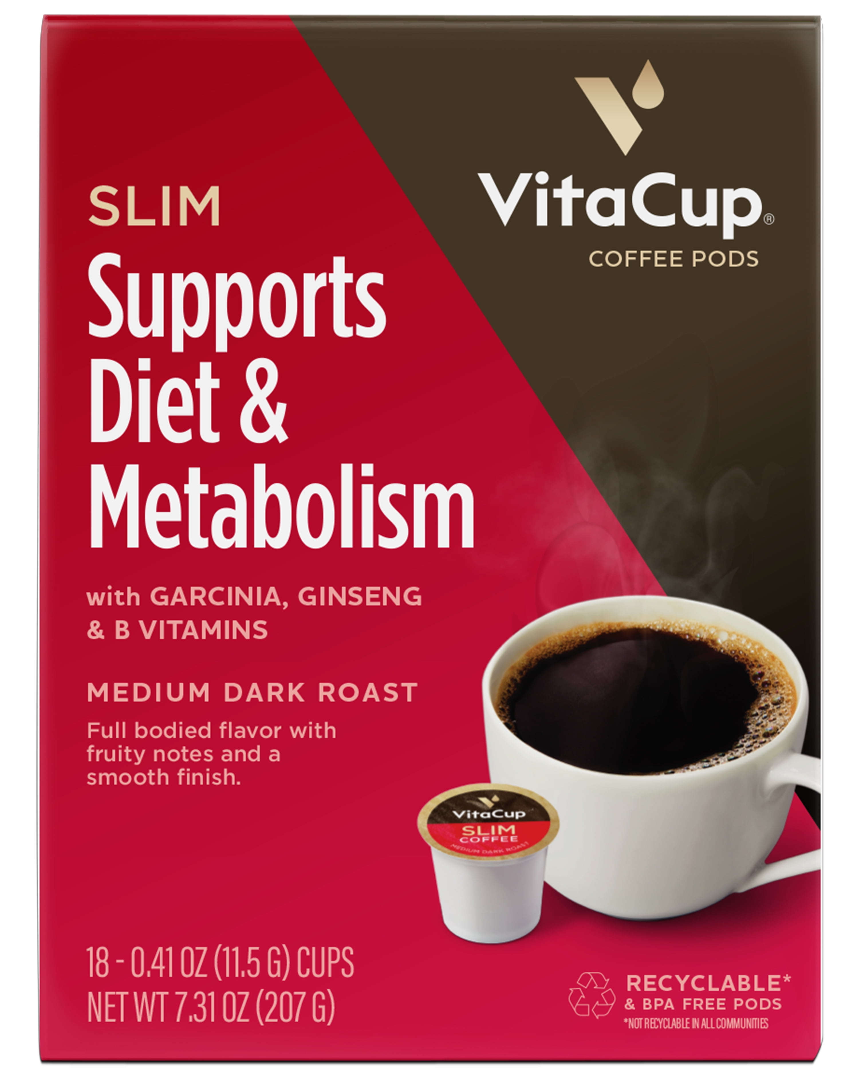 VitaCup Slim Coffee Pods For Diet & Metabolism w/ Garcinia, Fiber & B ...