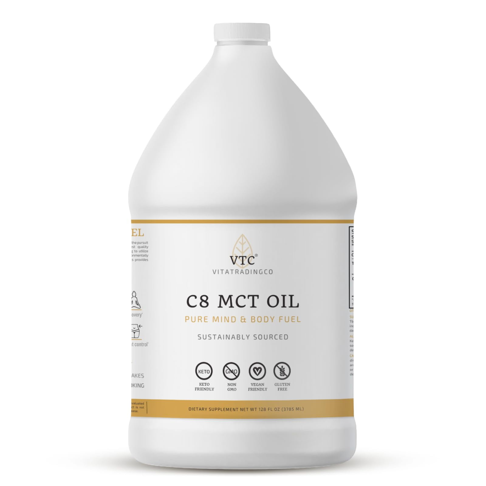 VTC VitaTradingCo. 100% Pure C8 MCT Oil | 3X Distilled Caprylic Acid | Healthy Fat for Clean ...
