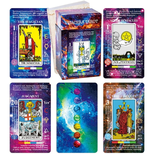 Vitacera Tarot Cards for Beginners , Card Deck with Guidebook, Keywords ...
