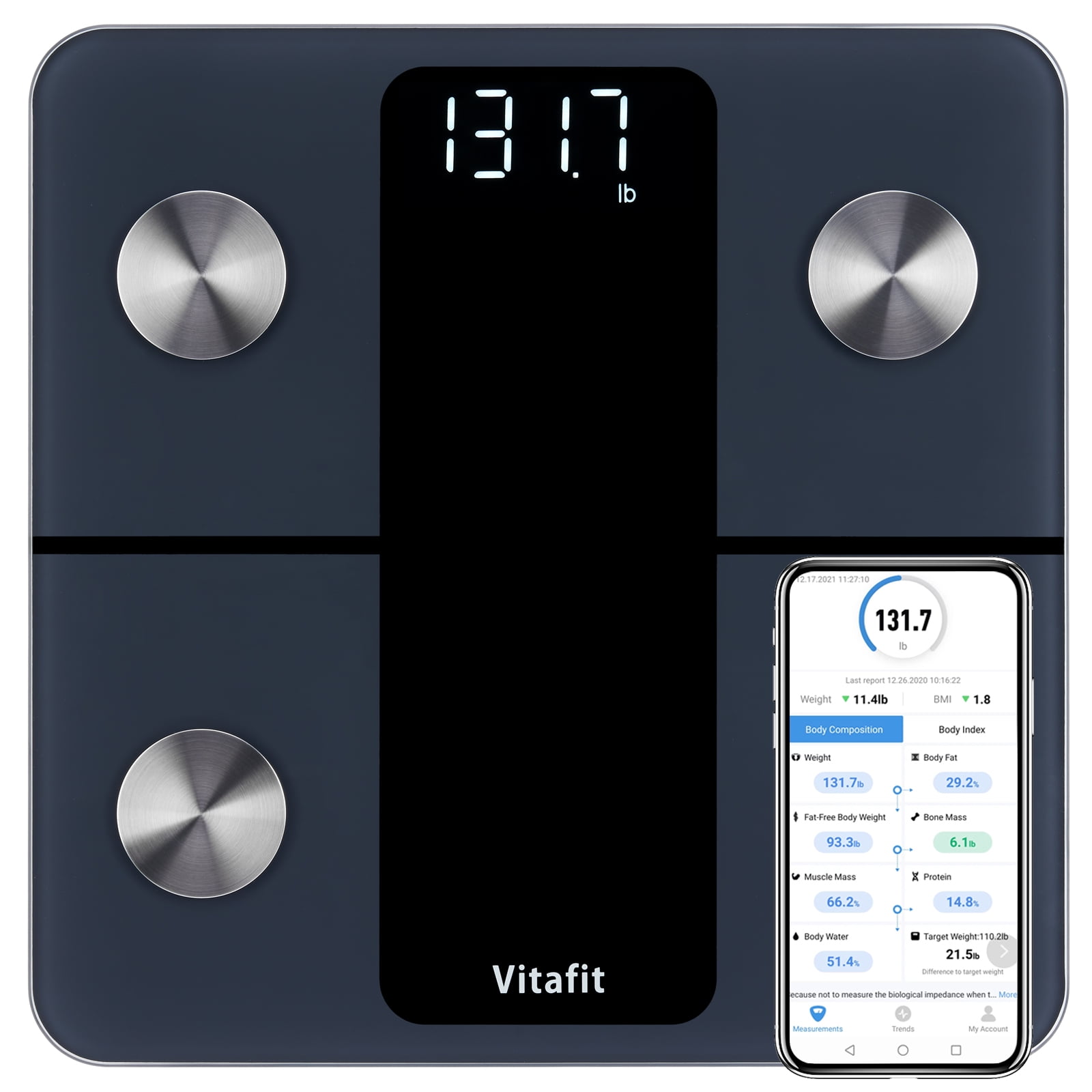 Vitafit Smart Digital Body Scale, 13 Body Metrics, Wireless BMI ...