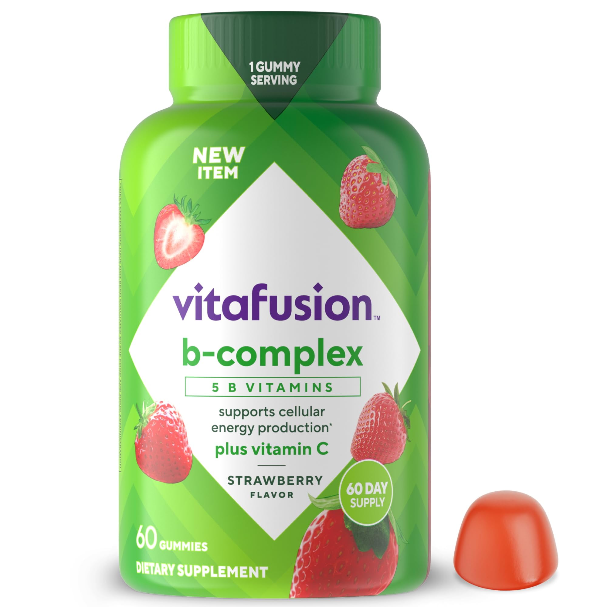 Vitafusion B-Complex Gummy Dietary Supplements, with 5 B Vitamins to Support Cellular Energy ...
