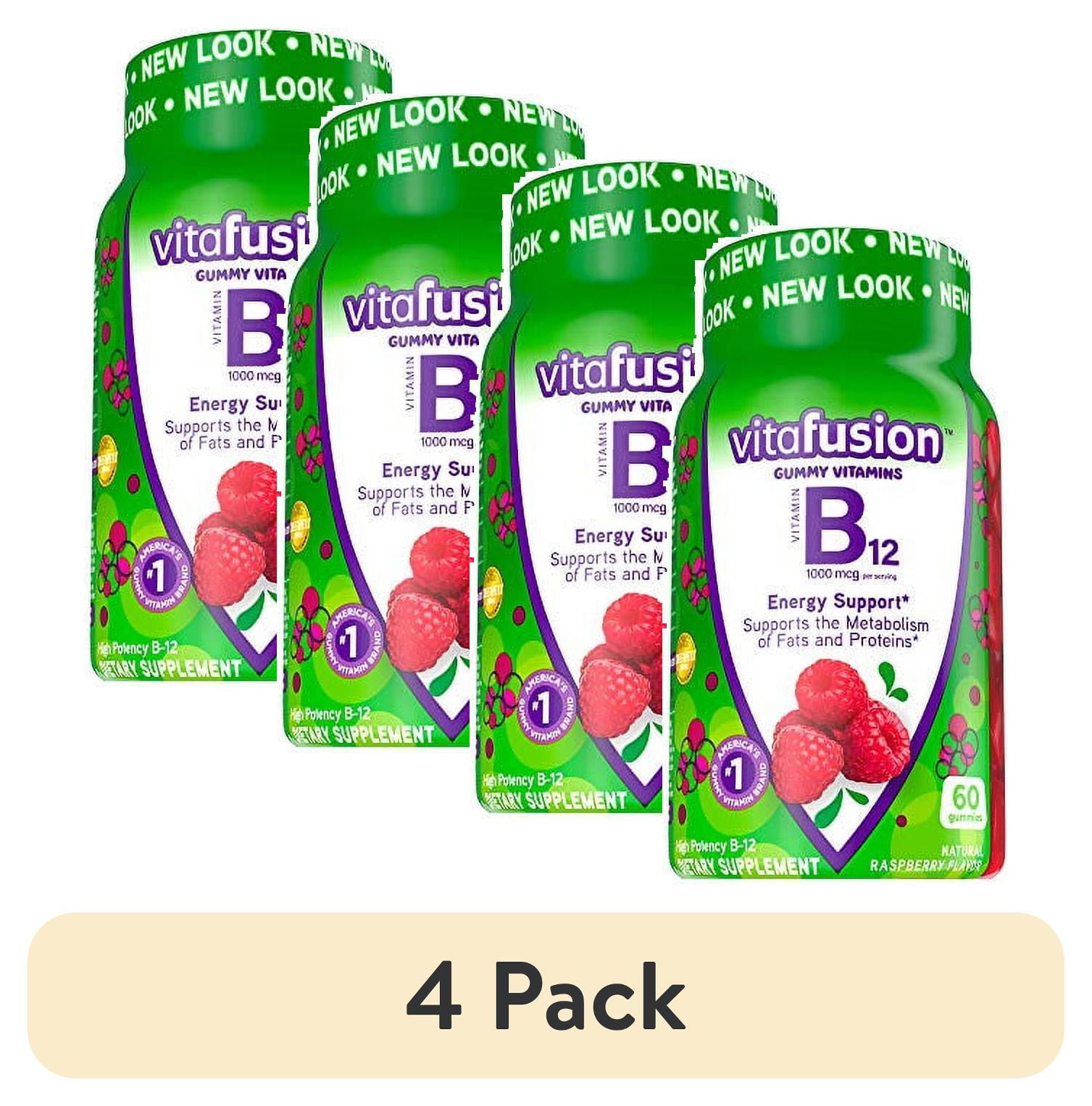 (4 pack) Vitafusion B12 Gummy Vitamins, Delicious Raspberry Flavor ...