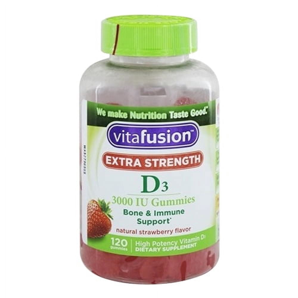 Vitafusion Extra Strength D3 Gummies Natural Strawberry 120 Ea, 6 Pack ...