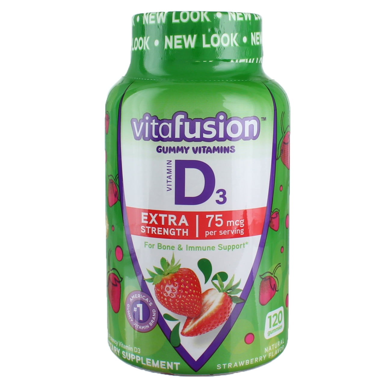 Vitafusion Extra Strength D3 Gummies, Natural Strawberry 120 ea (Pack ...