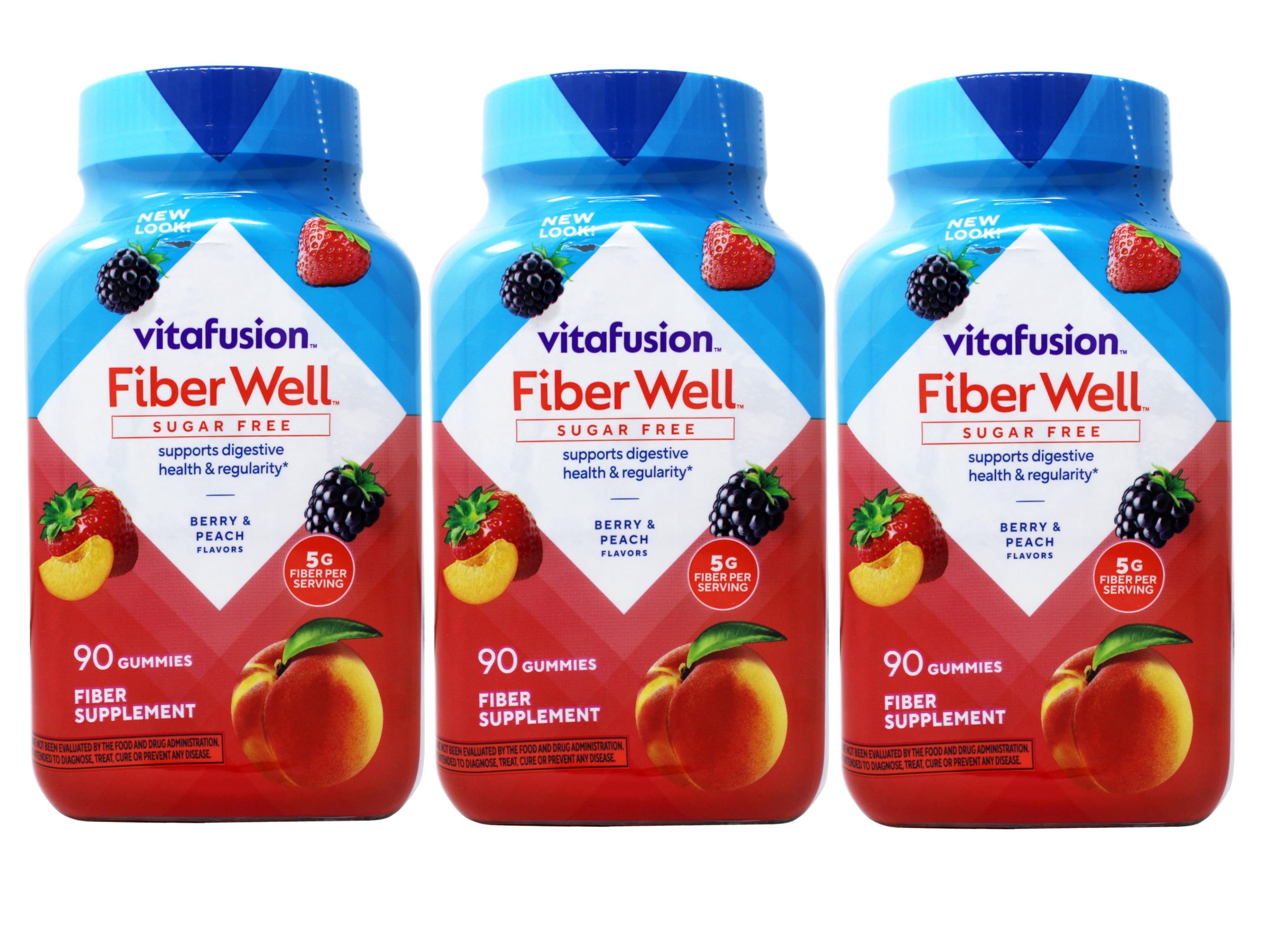 Vitafusion Fiber Gummies Fiber Supplement Peach, Strawberry and ...