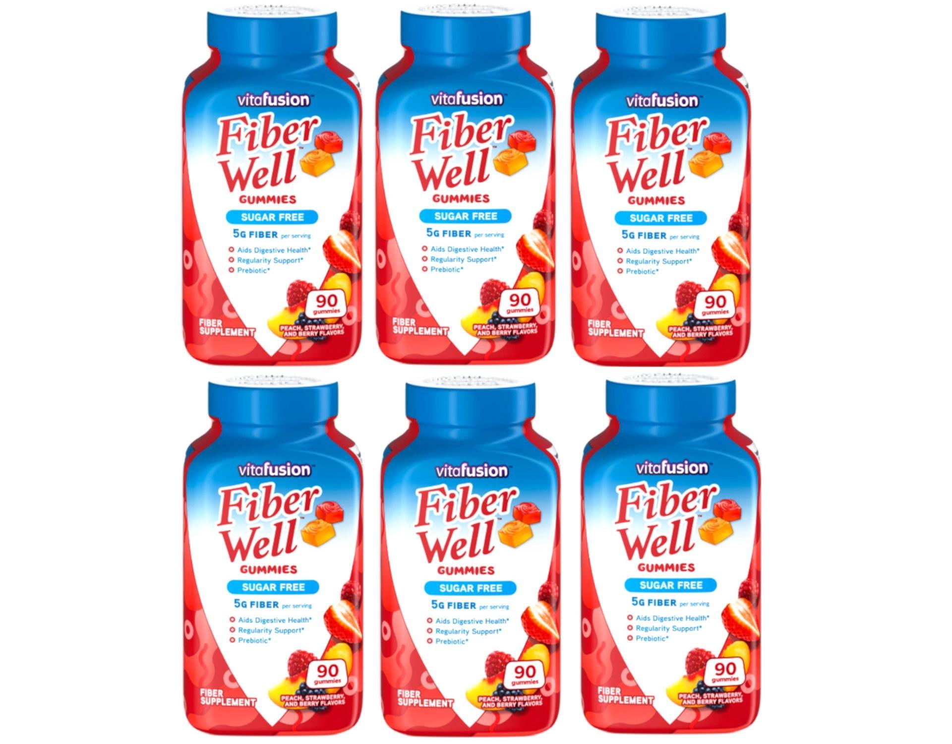Vitafusion Fiber Gummies Fiber Supplement Peach, Strawberry and ...