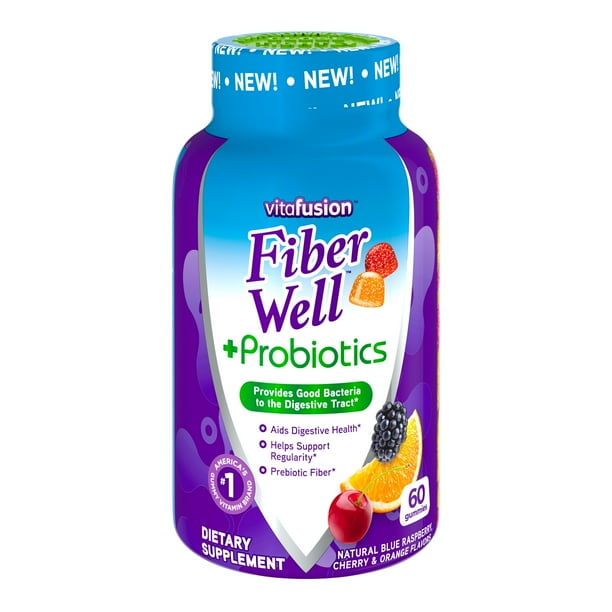 Vitafusion Fiber Well + Probiotics Gummies for Adults – 3g Fiber per ...