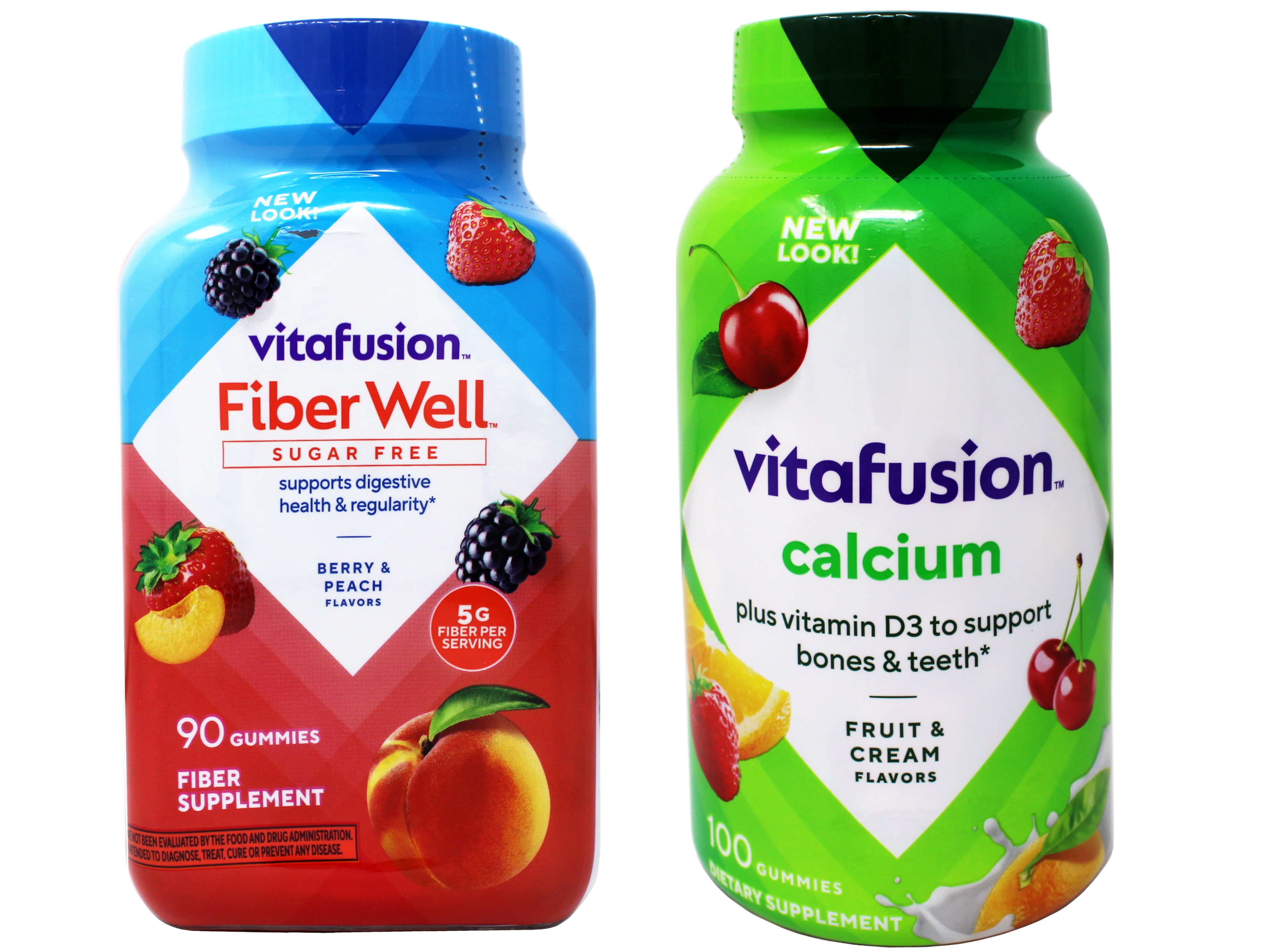 Vitafusion Fiber Well Sugar Free Fiber Supplement & Chewable Calcium ...