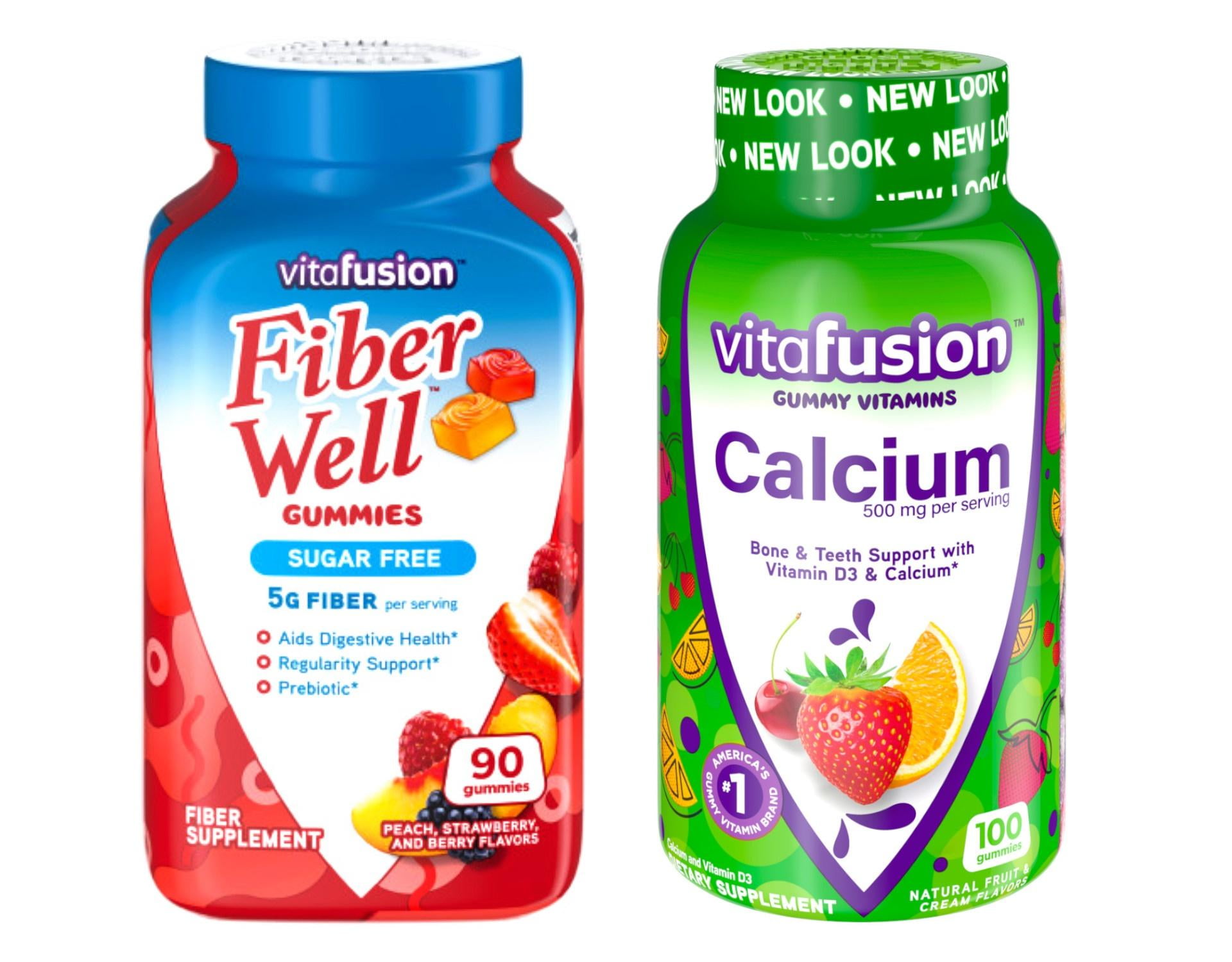 Vitafusion Fiber Well Sugar Free Fiber Supplement & Chewable Calcium ...