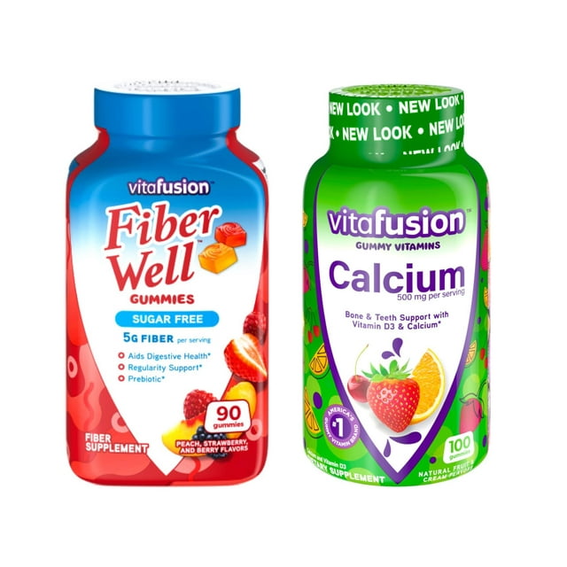 Vitafusion Fiber Well Sugar Free Fiber Supplement & Chewable Calcium ...