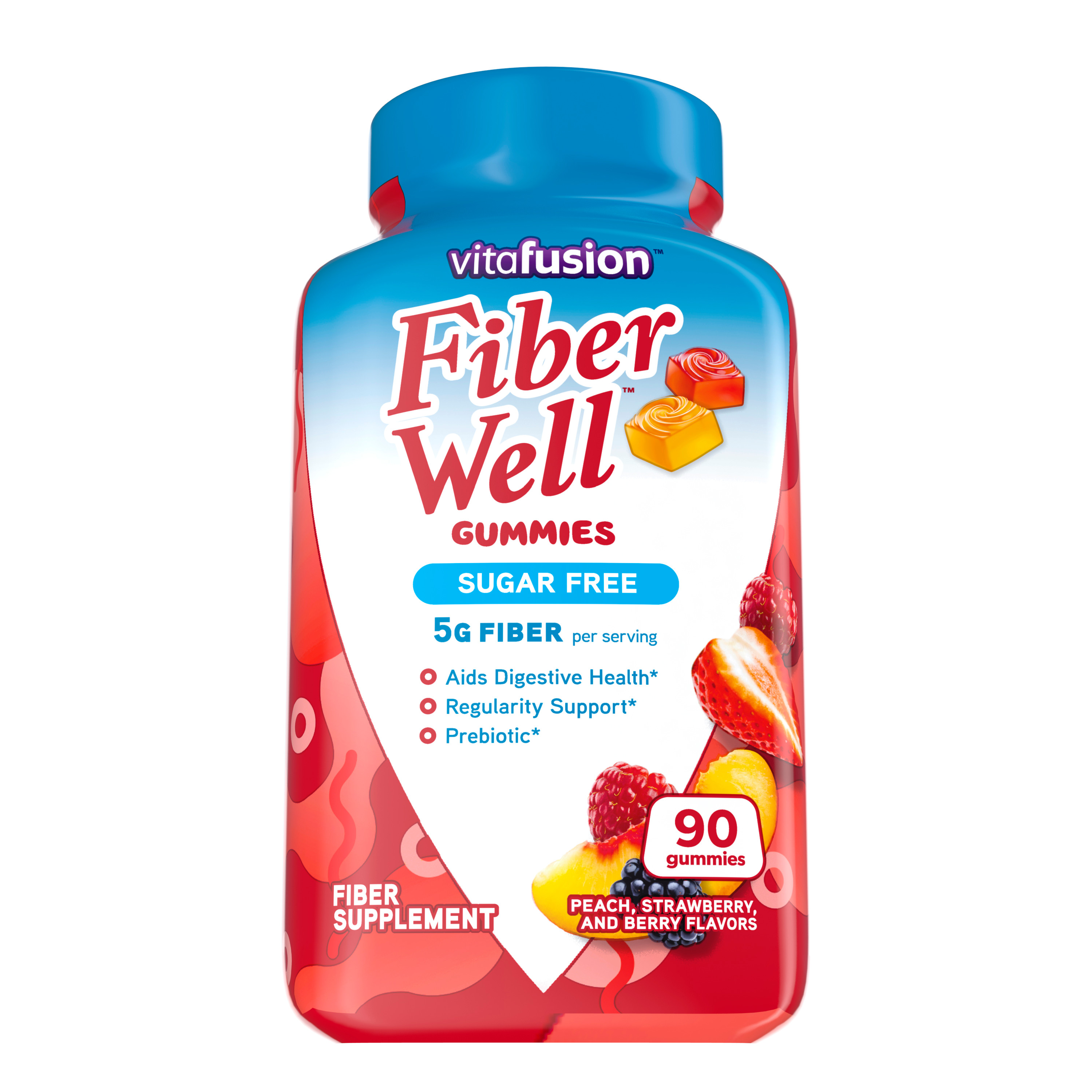 Vitafusion Fiber Gummies Fiber Supplement Peach, Strawberry and ...