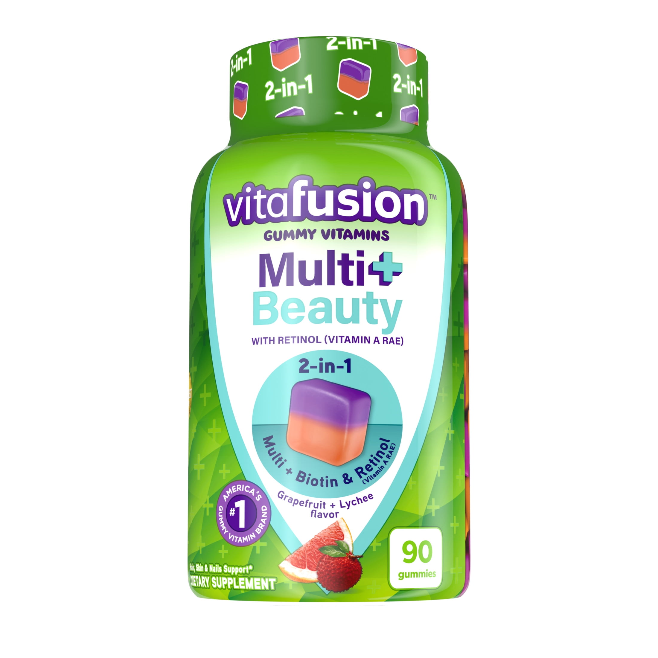 Vitafusion Multi+ Beauty Plus Vitamin A - Adult Gummy Vitamins for Hair ...