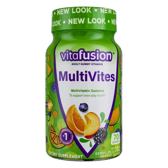 Vitafusion MultiVites Complete Multivitamin Gummies, Berry/Peach/Orange ...