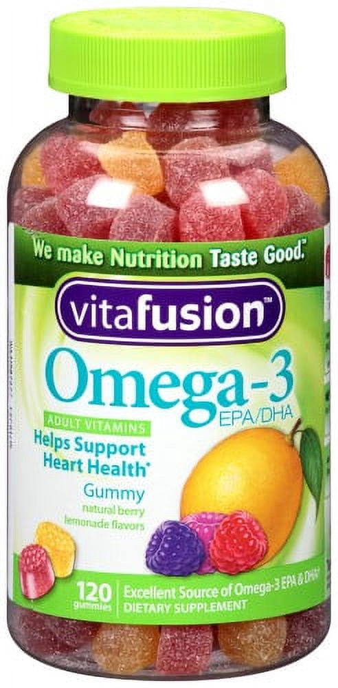 Vitafusion Omega-3 Adult Vitamins - Natural Berry Lemonade Flavor ...