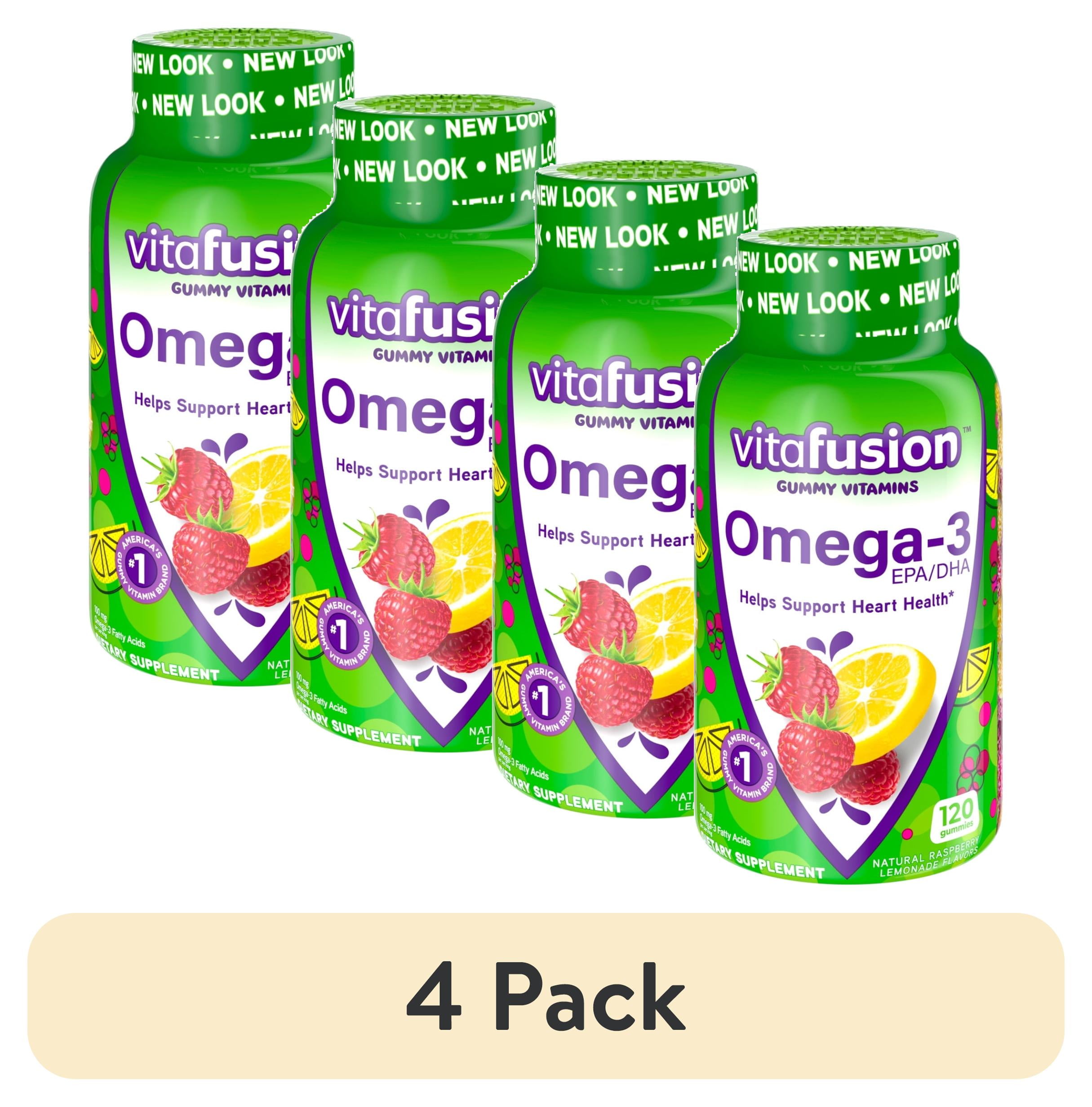 (4 pack) Vitafusion Omega 3 EPA/DHA Gummy Vitamins for Adults Dietary ...