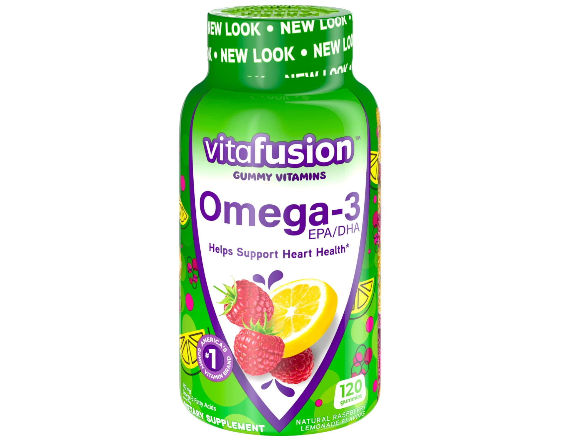 vitafusion Omega-3 Gummies, 120 Count, Lemonade Flavor, EPA and DHA for ...