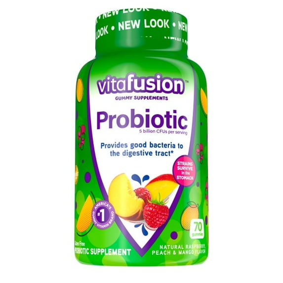 Vitafusion Probiotic Gummies, Raspberry/Peach/Mango, 5B CFUs, 70 Count ...