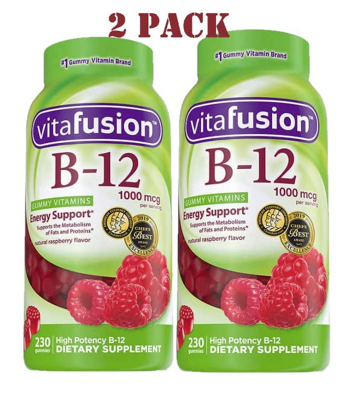 Vitafusion Vitamin B-12 1000 mcg Raspberry Gummy Supplement, Energy ...