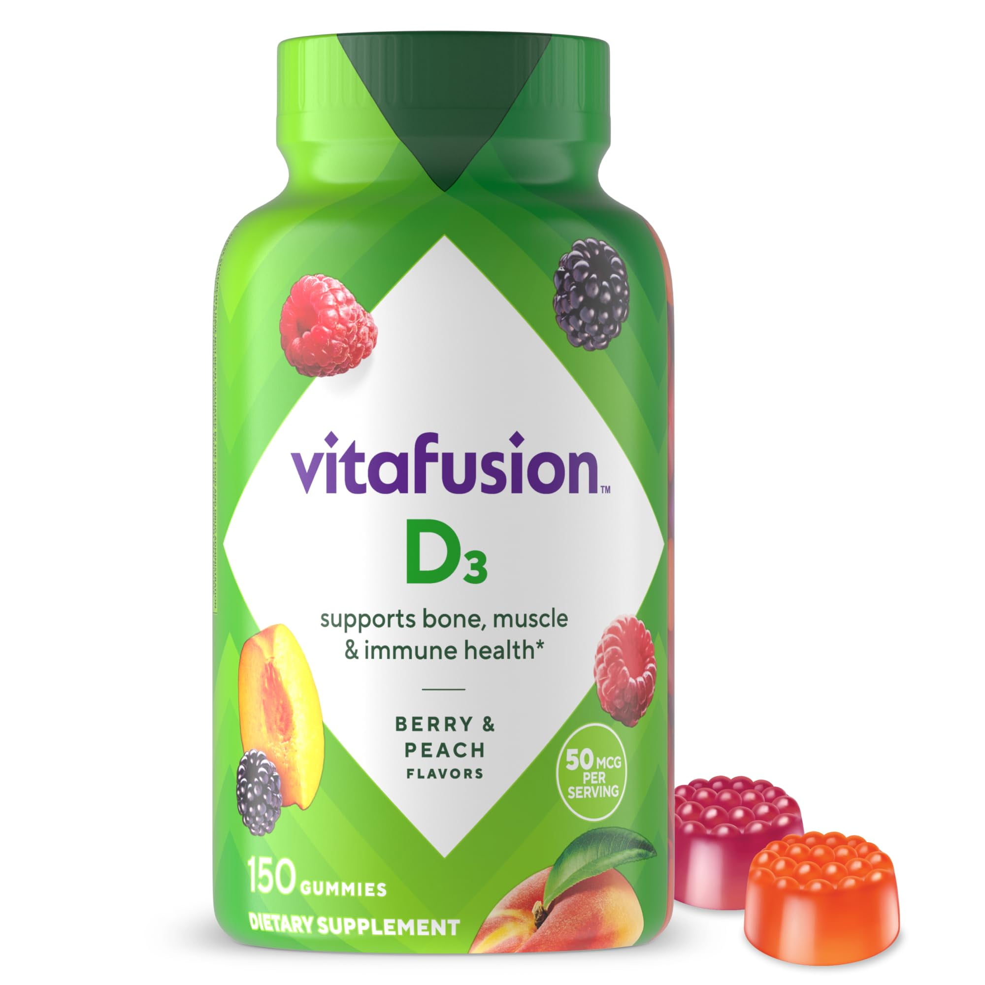 Vitafusion Vitamin D3 Gummy Vitamins for Bone and Immune System Support ...