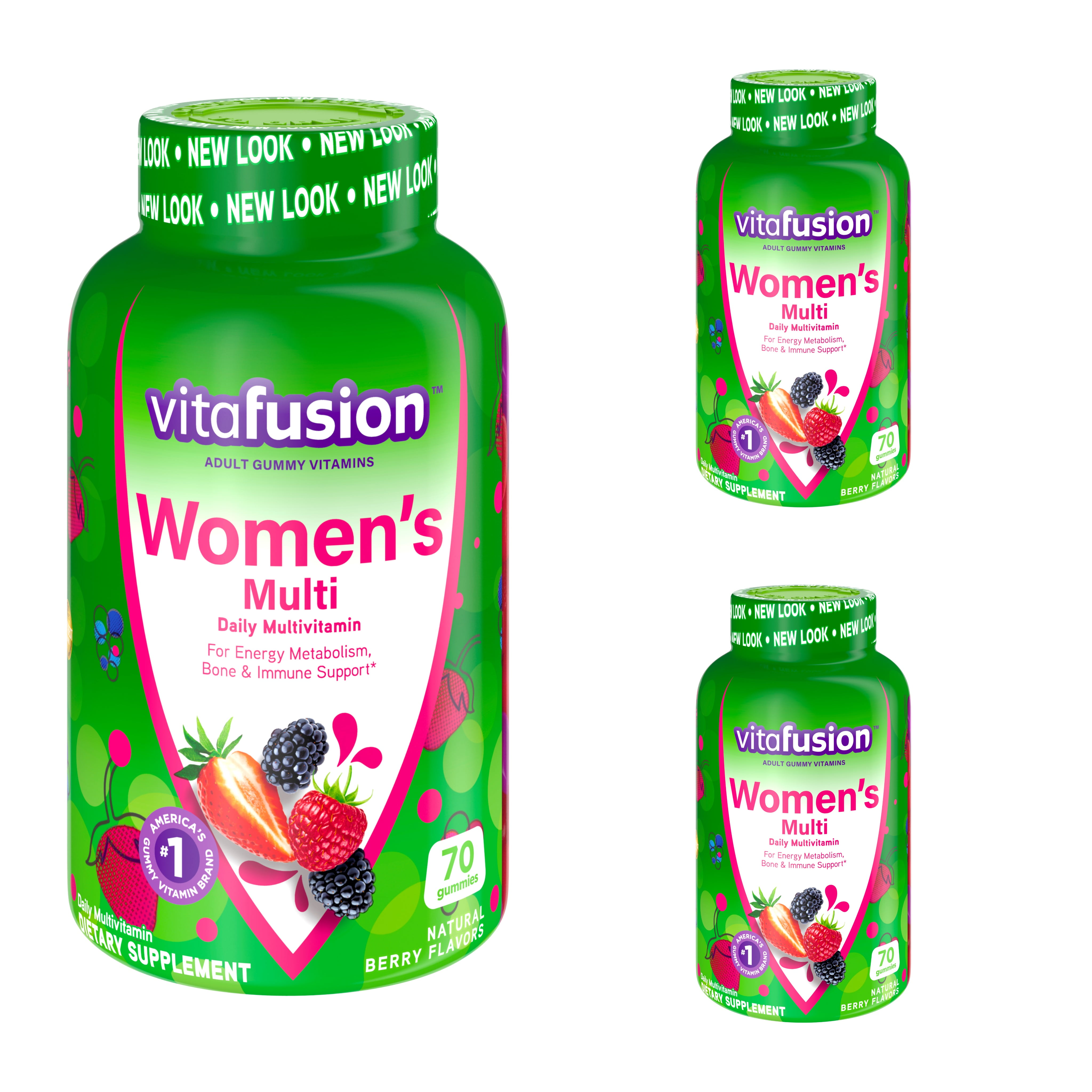Vitafusion Women's Gummy Vitamins, Mixed Berries, 70 ea, Pack of 3 ...
