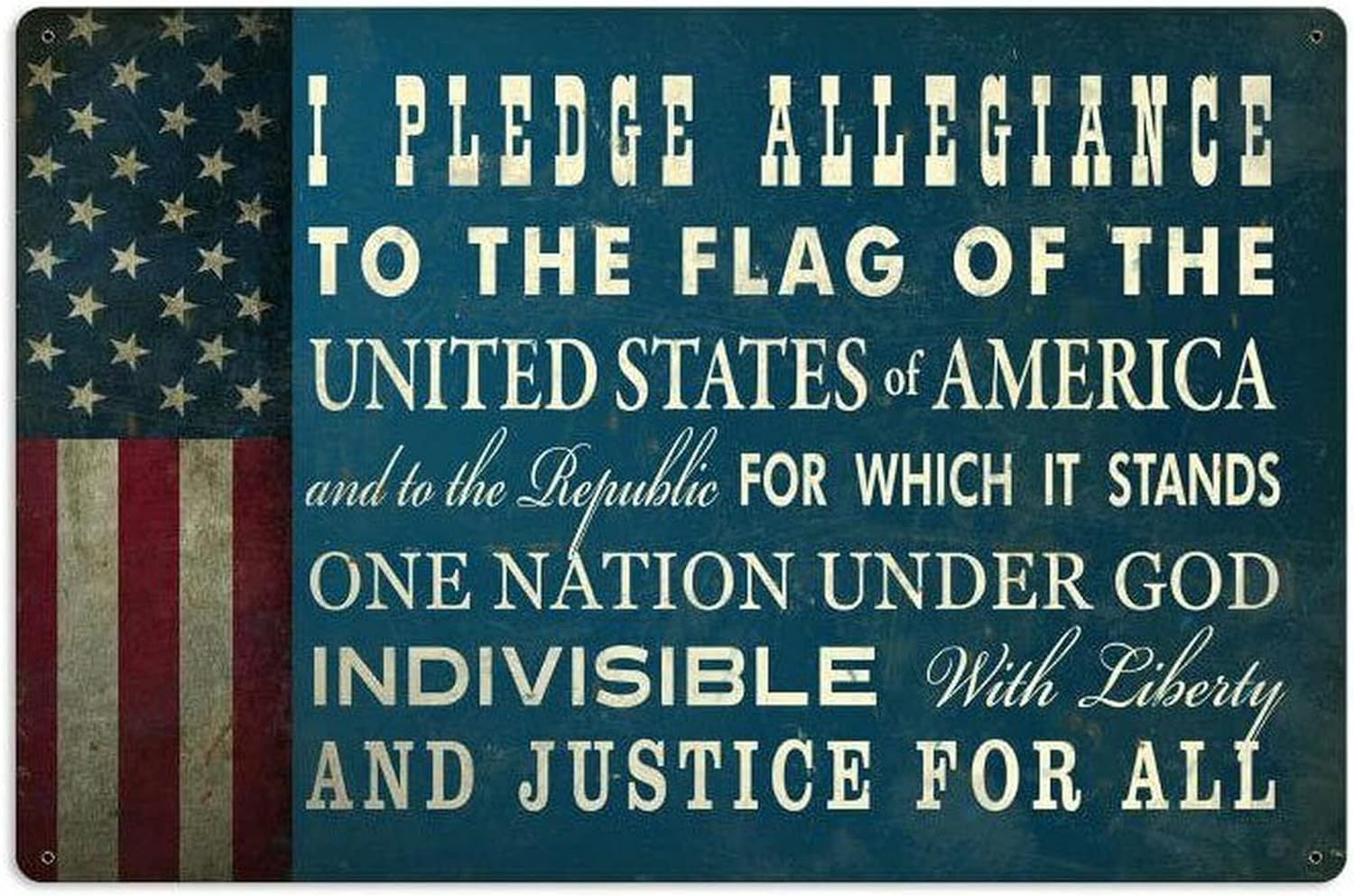 Vitage Metal Signs Inspirational The Pledge of Allegiance Flag Tin Sign ...