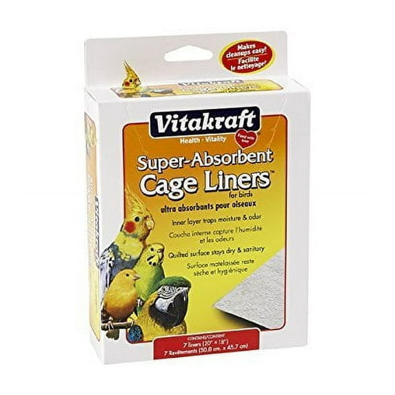 "VITAKRAFT Super Absorbent Cage Liners for Birds, 7-Pack, 20"" X 18 ...