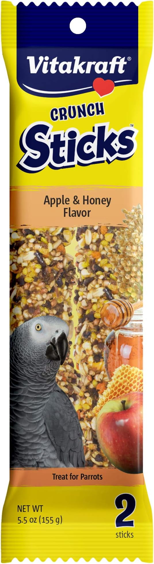 Vitakraft Crunch Sticks Apple & Honey Flavor Bird Treat for Parrots (2 ...