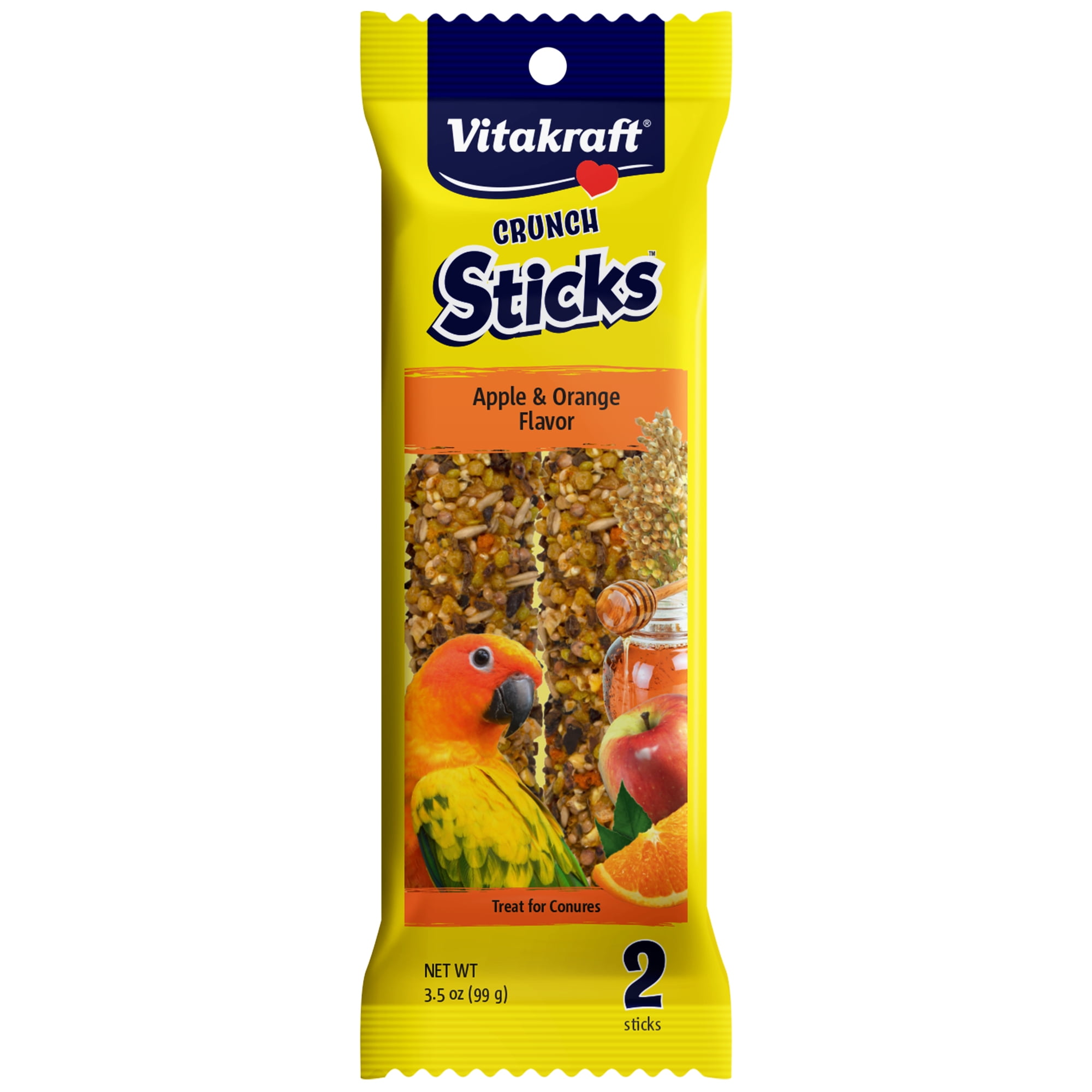 Vitakraft Conure Treat Chew Food - Crunch Sticks with Apple and Orange ...