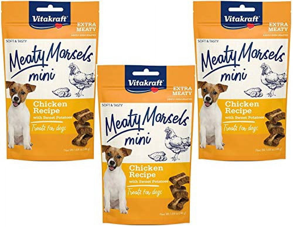 Vitakraft 3 Pack of Chicken Mini Meaty Morsels Dog Treats, 1.69 Ounces ...