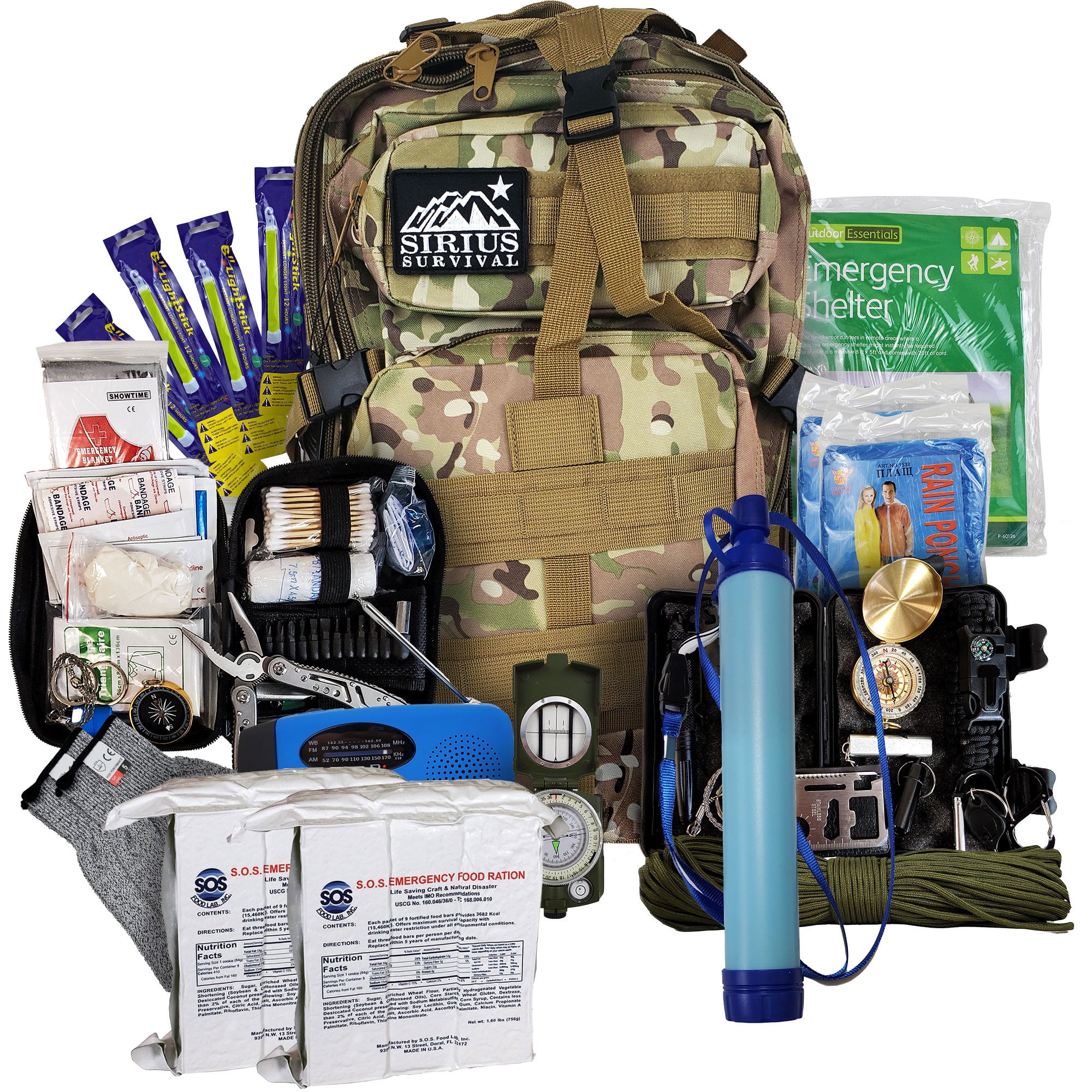 Vital 72 Hour Emergency Survival Kit - Prepared for Disasters, Food & Water for 2 - Walmart.com