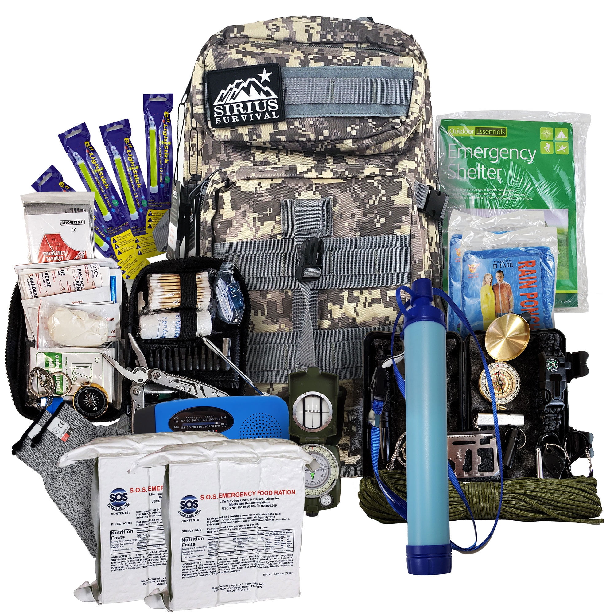 72-Hour Vital Emergency Survival Kit - Disaster Preparedness for 2 ...