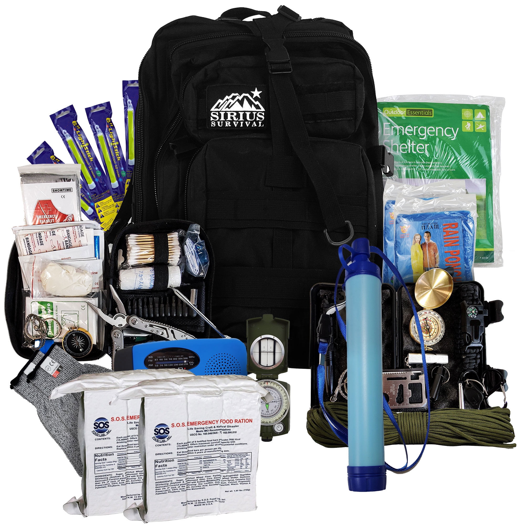 Sirius Survival Vital 72 Hour Kit - Food & Water for 2, Ideal for ...
