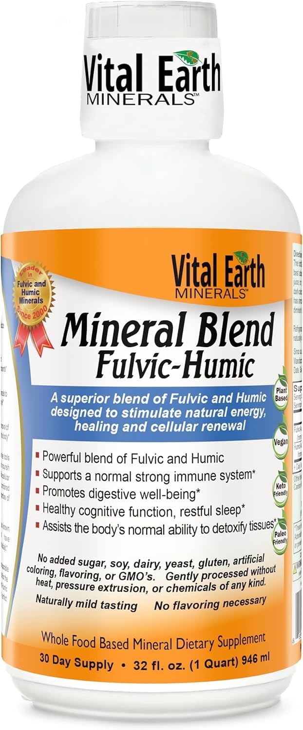 Vital Earth Minerals Fulvic Humic Mineral Blend Liquid – Fulvic Acid Supplement with 70+ Trace ...