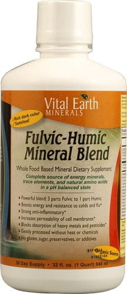 Vital Earth Minerals Mineral Blend Fulvic-Humic Liquid Alkaline Supplement, 32 fl oz (946 ml ...