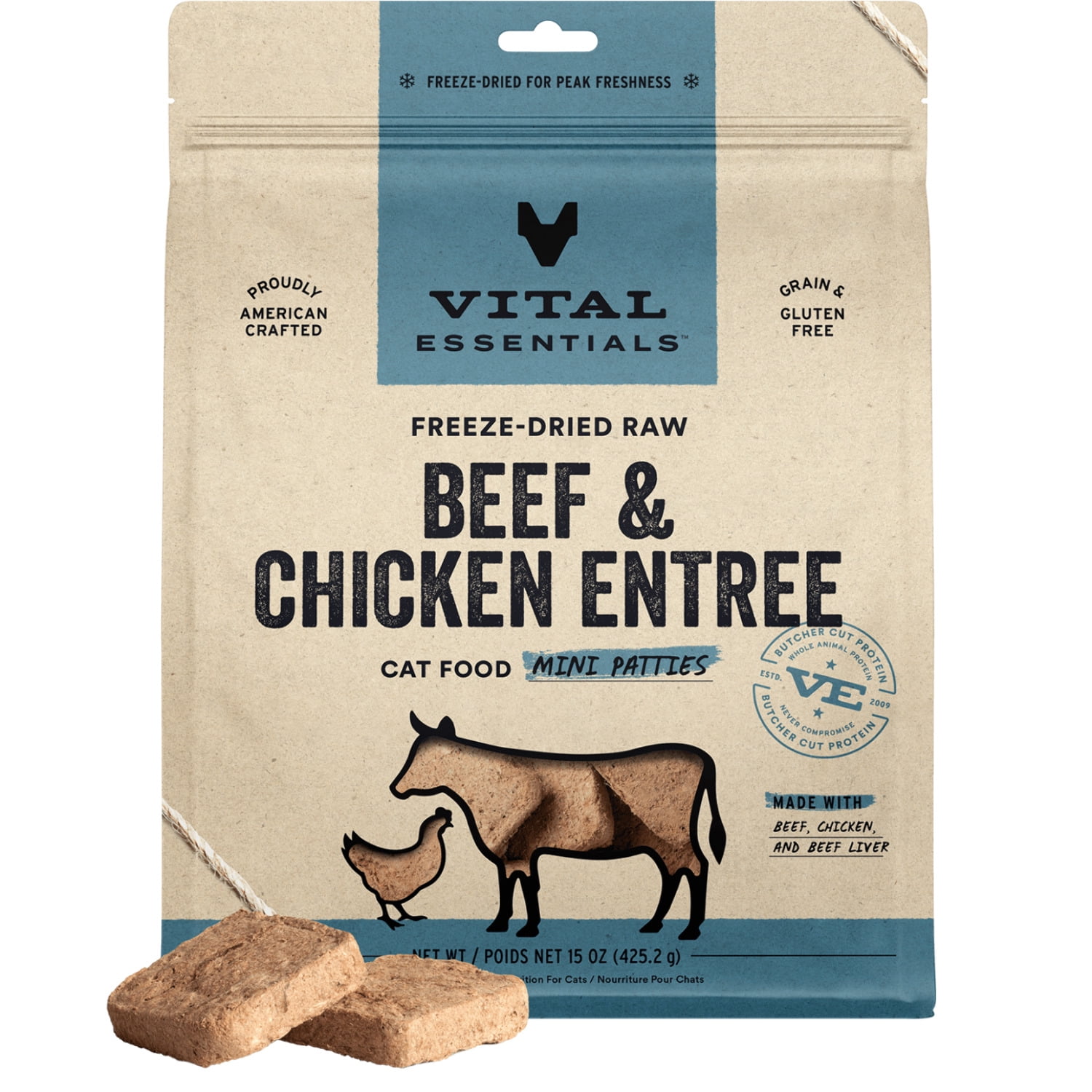Freeze-Dried Beef Chicken Entree Cat Food Mini Patties - Walmart.com
