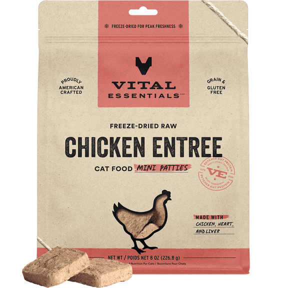 Vital Essentials Freeze Dried Cat Food, Raw Beef & Chicken Mini Patties ...