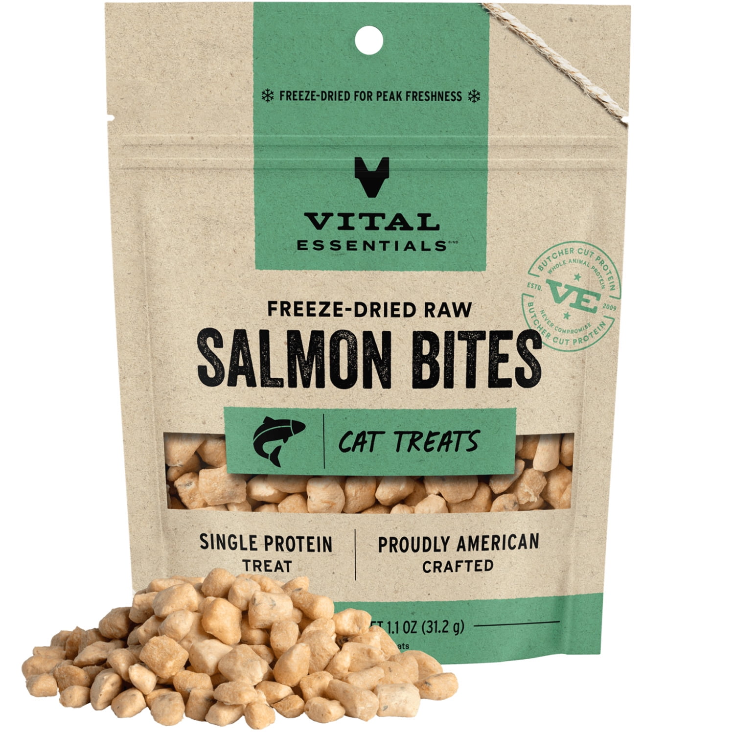 Vital Essentials Freeze-Dried Raw Salmon Cat Treats, Single Protein, 1. ...