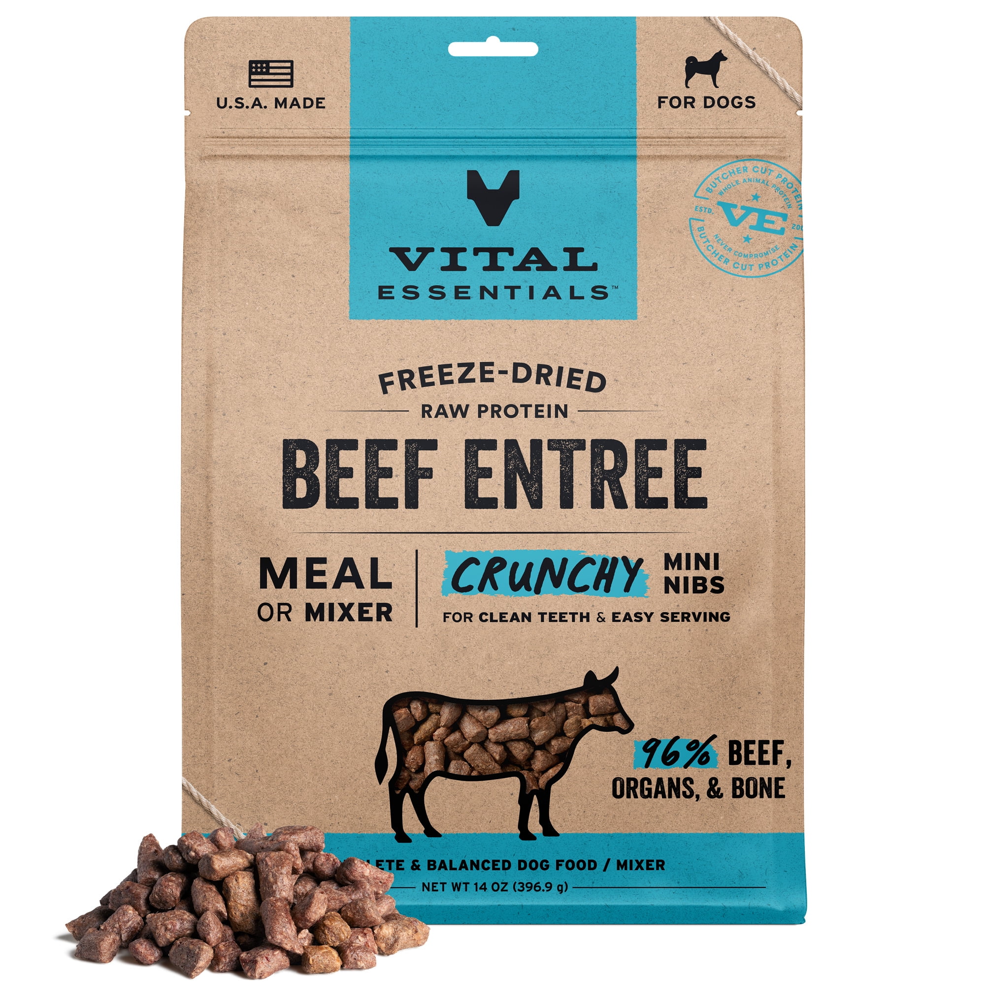 Vital Essentials Beef Mini Nibs Freeze-Dried Raw Dog Food, Grain-Free ...