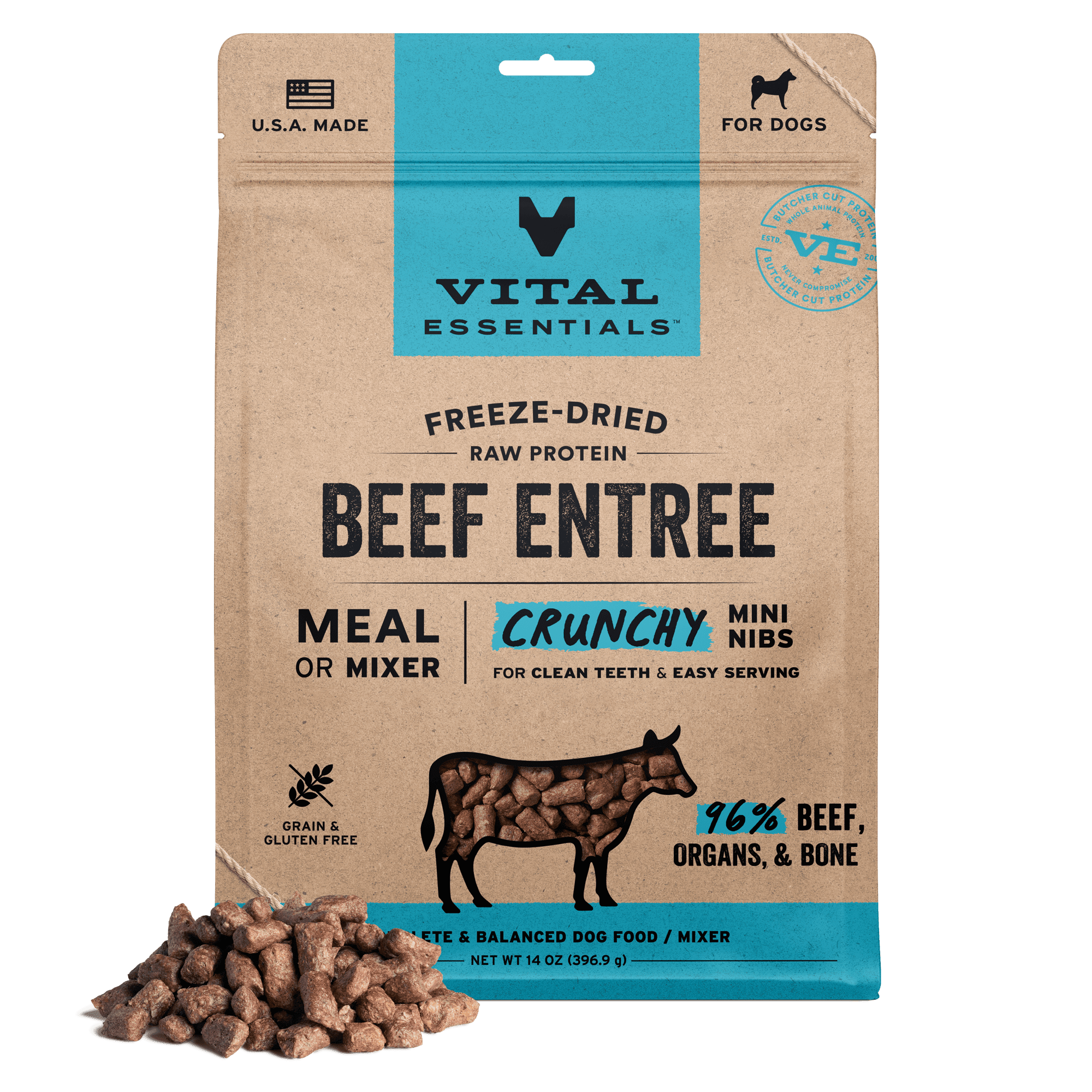 Vital Essentials Beef Mini Nibs Freeze-Dried Raw Dog Food, Grain-Free ...