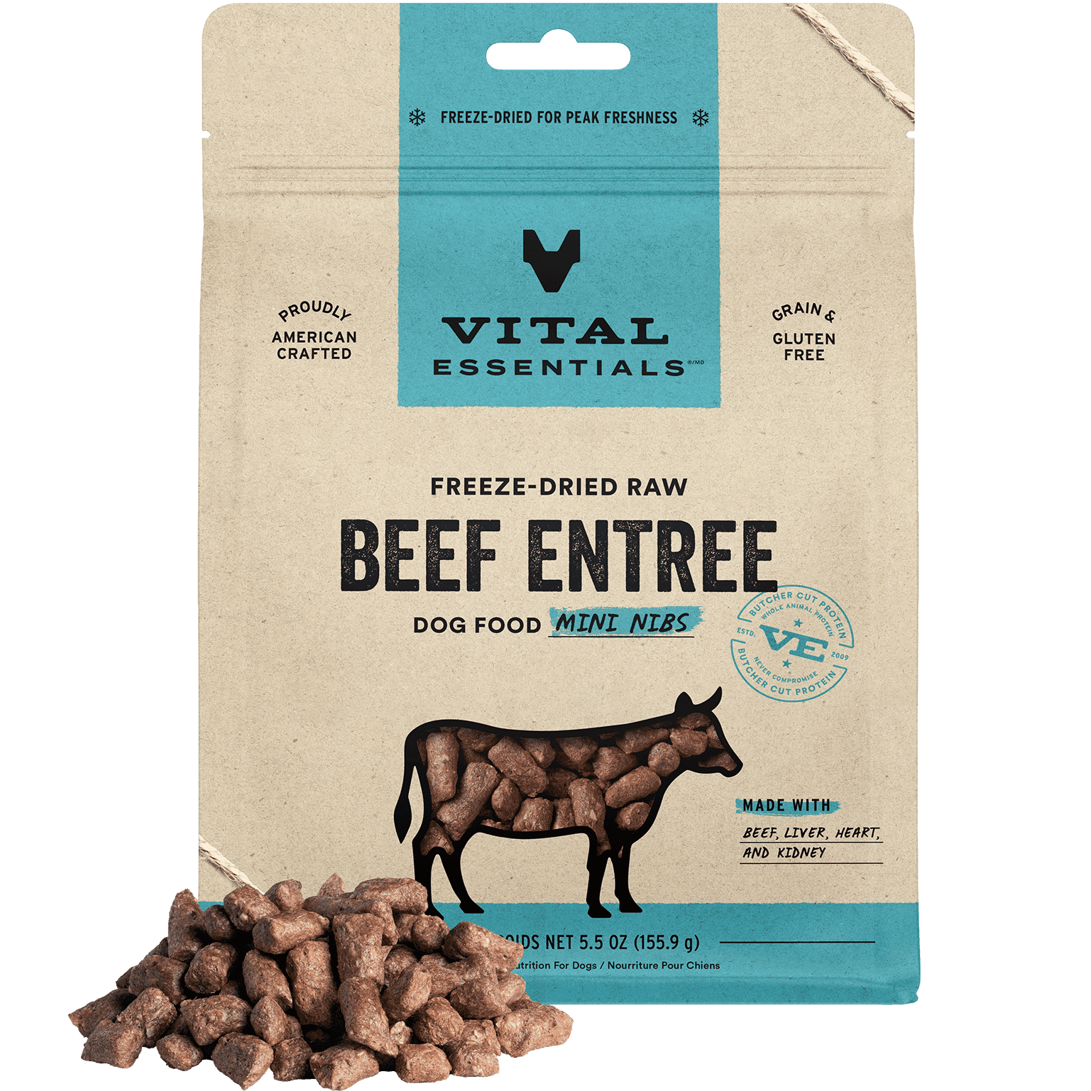 Vital Essentials Freeze Dried Raw Dog Food, Beef Mini Nibs Entree, 5.5 ...