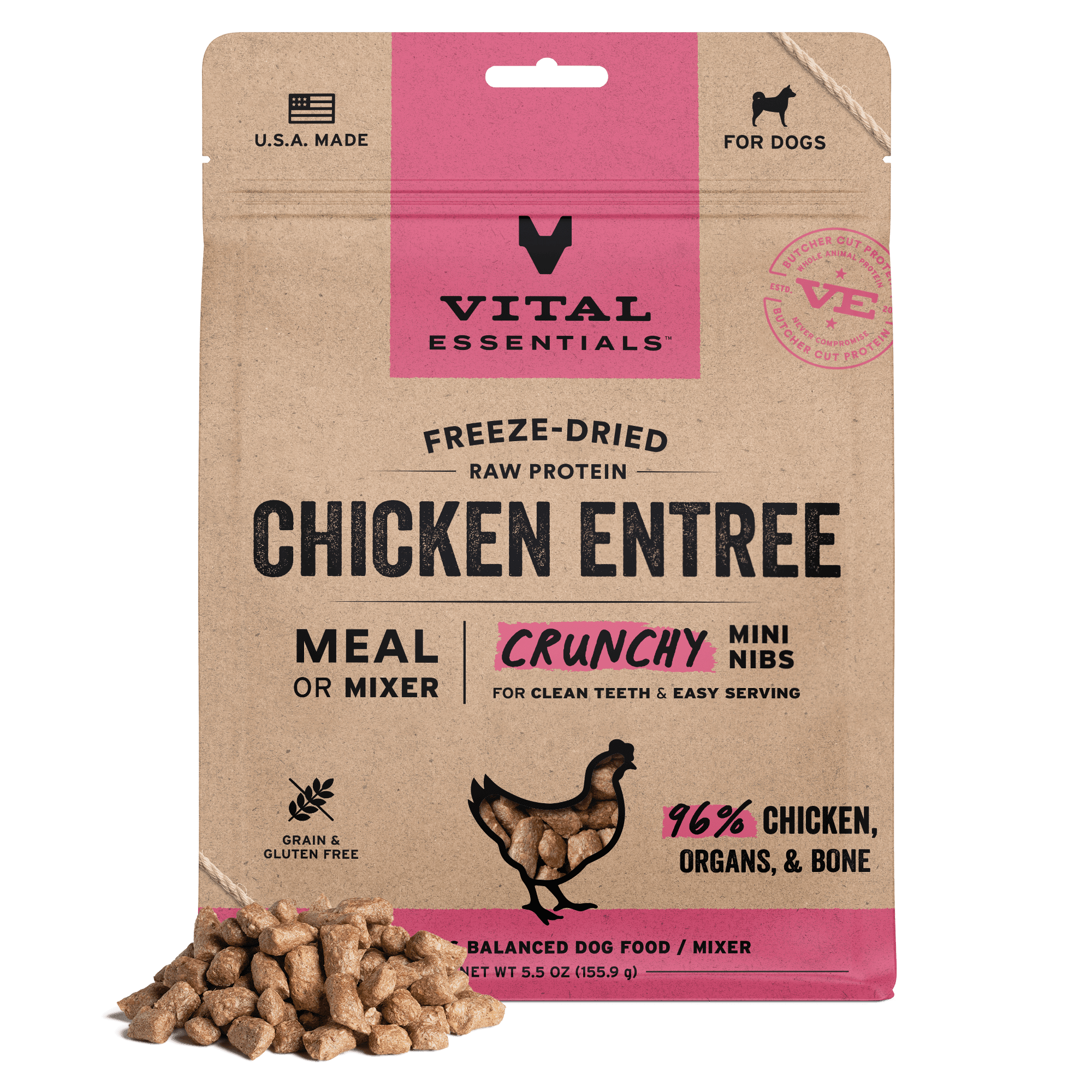 Vital Essentials Freeze-Dried Raw Chicken Dog Food, High Protein, 5.5 ...