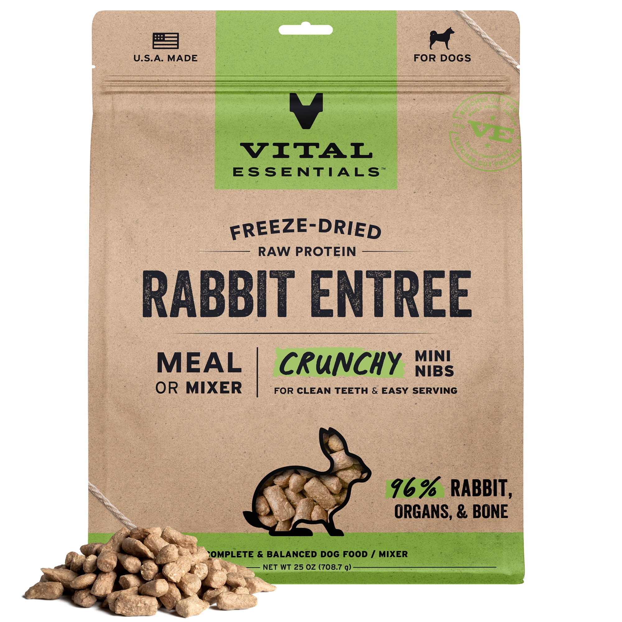 Vital Essentials Rabbit Crunchy Mini Nibs Meal or Mixer Freeze-Dried ...