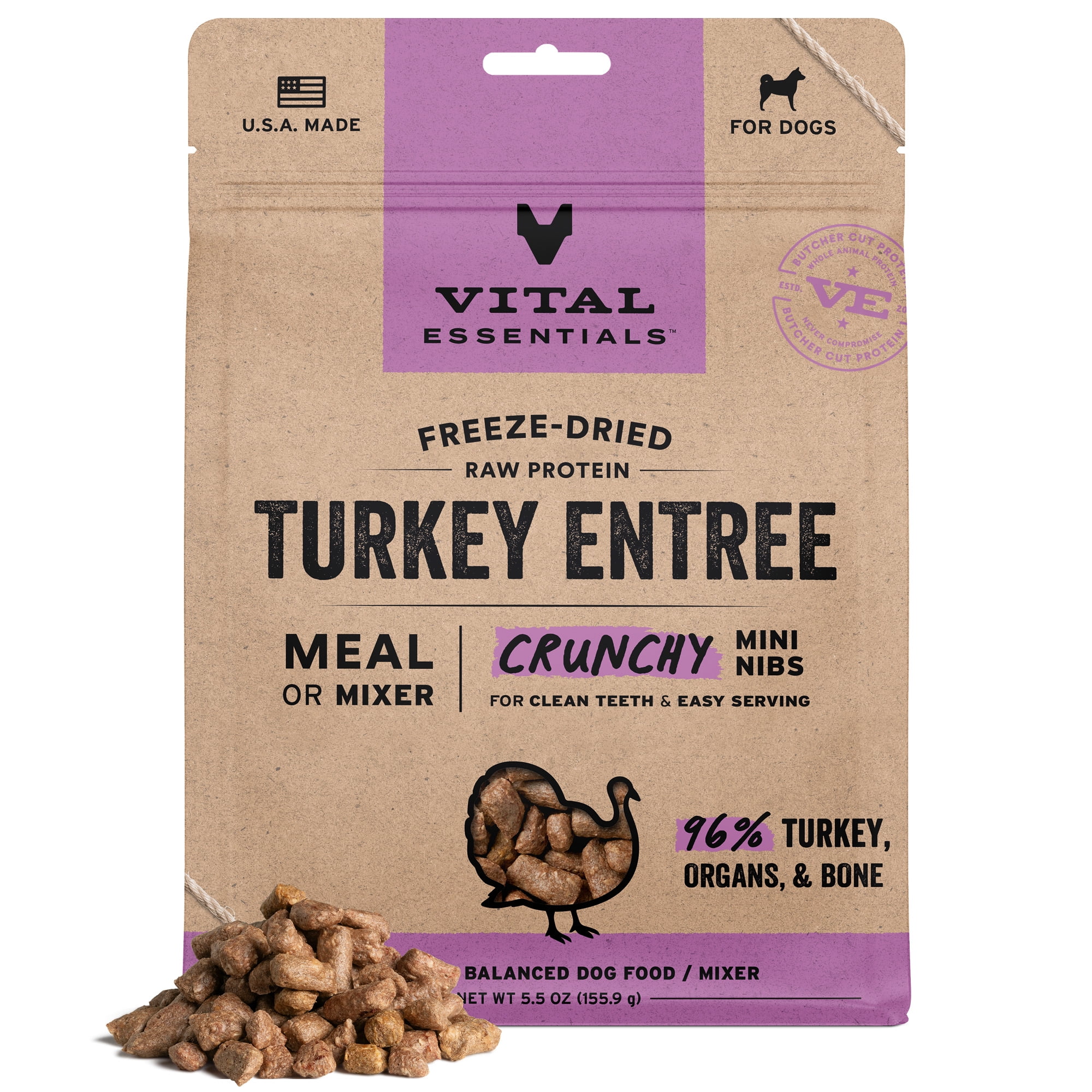 Vital Essentials Turkey Crunchy Mini Nibs Meal or Mixer Freeze-Dried ...