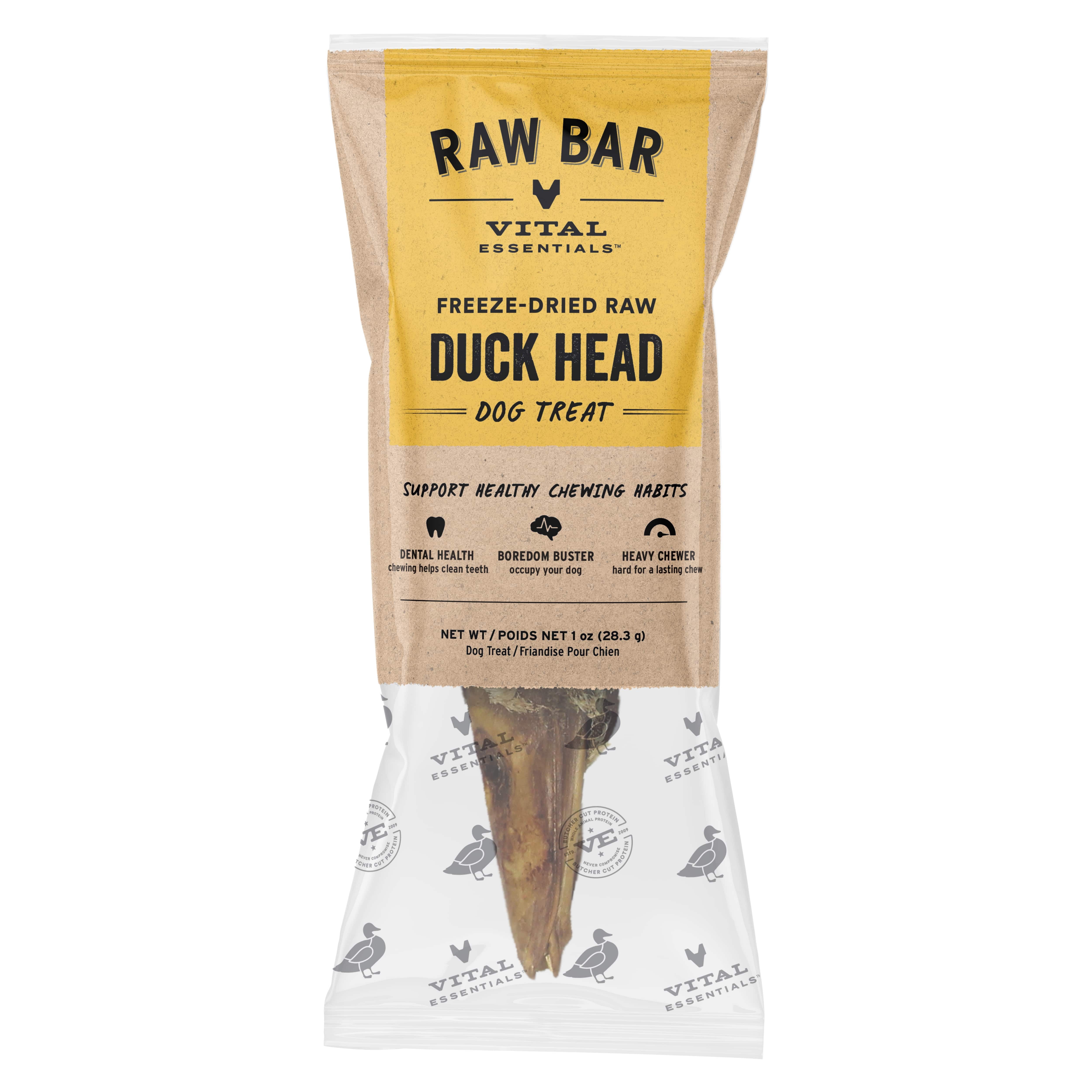 Vital Essentials Freeze-Dried Raw Duck Head Dog Treat & Long-Lasting ...