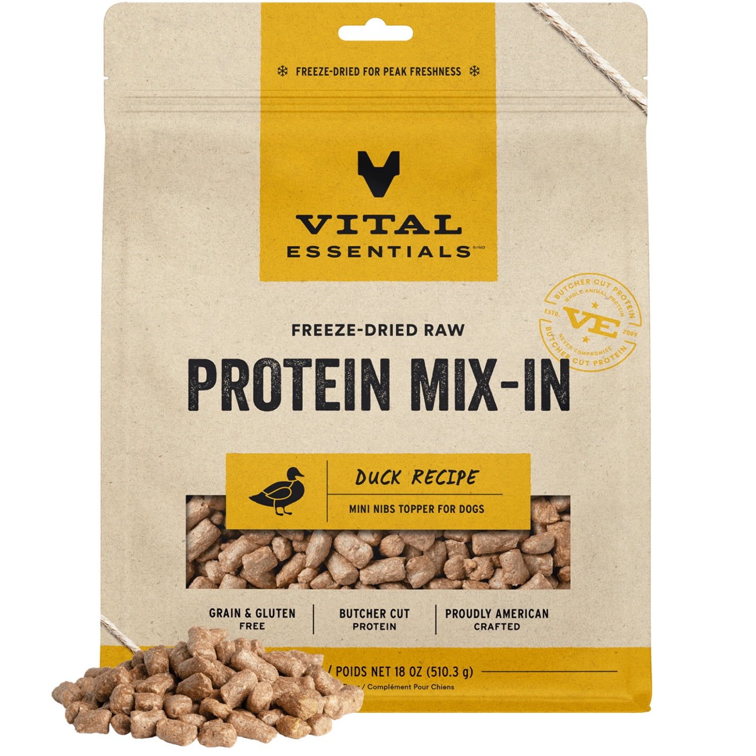 Freeze-Dried Protein Mix-In Duck Recipe Mini Nibs Topper for Dogs ...