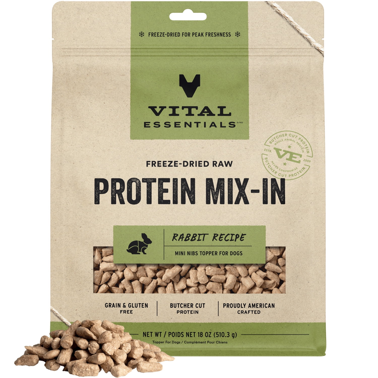 Vital Essentials Freeze Dried Raw Rabbit Protein Mix-In Dog Food Topper ...