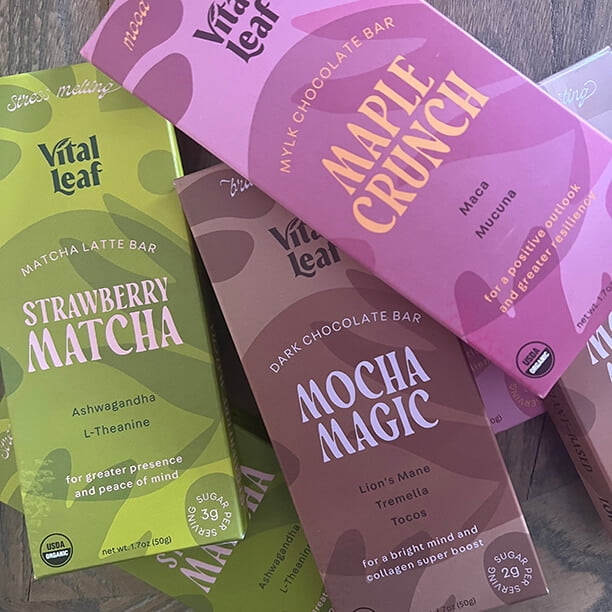 Vital Leaf Adaptogenic Organic Chocolate | Large Bars - Mocha Magic ...