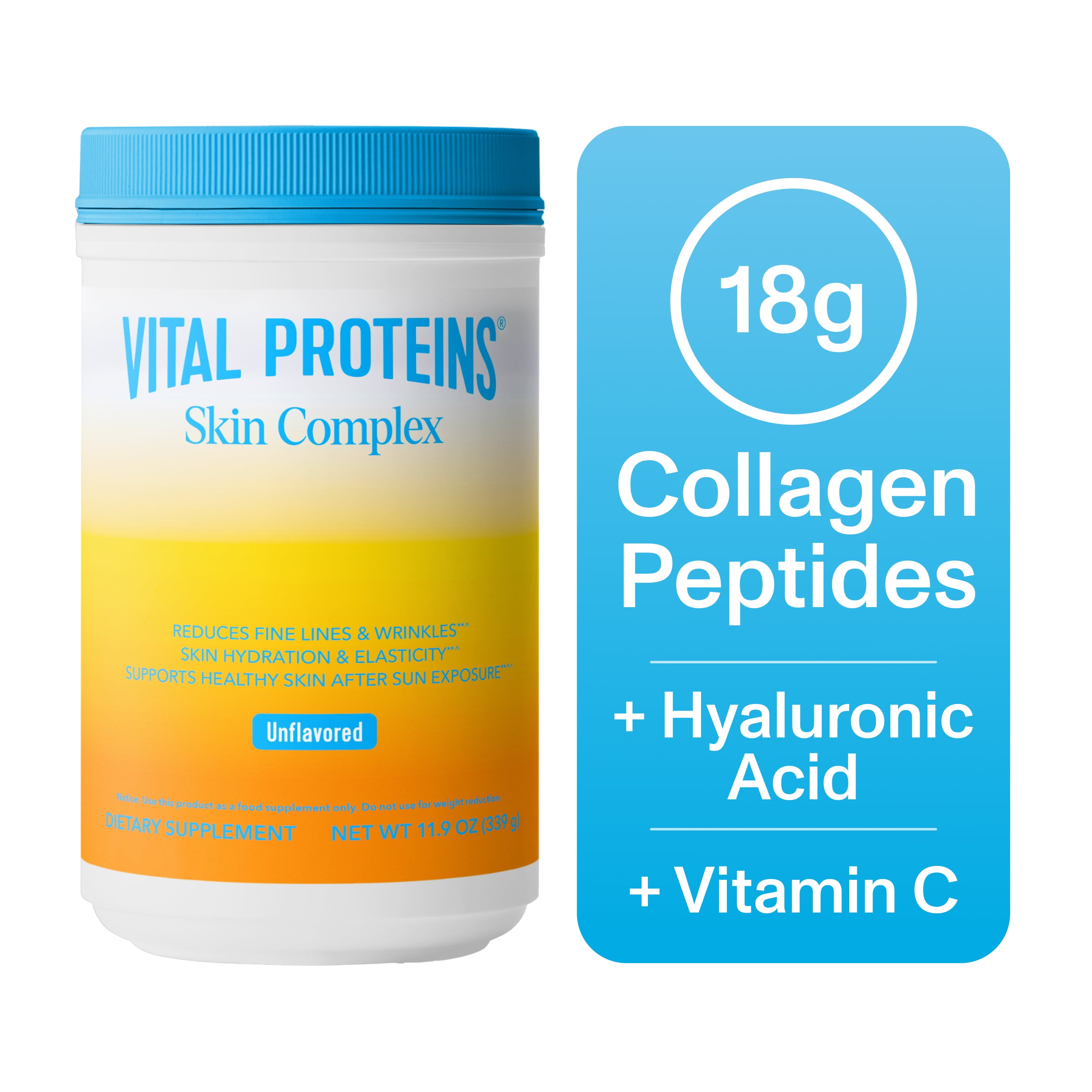 Vital Proteins Skin Complex Powder, 18g Collagen Peptides with Hyaluronic Acid and Vitamin C ...