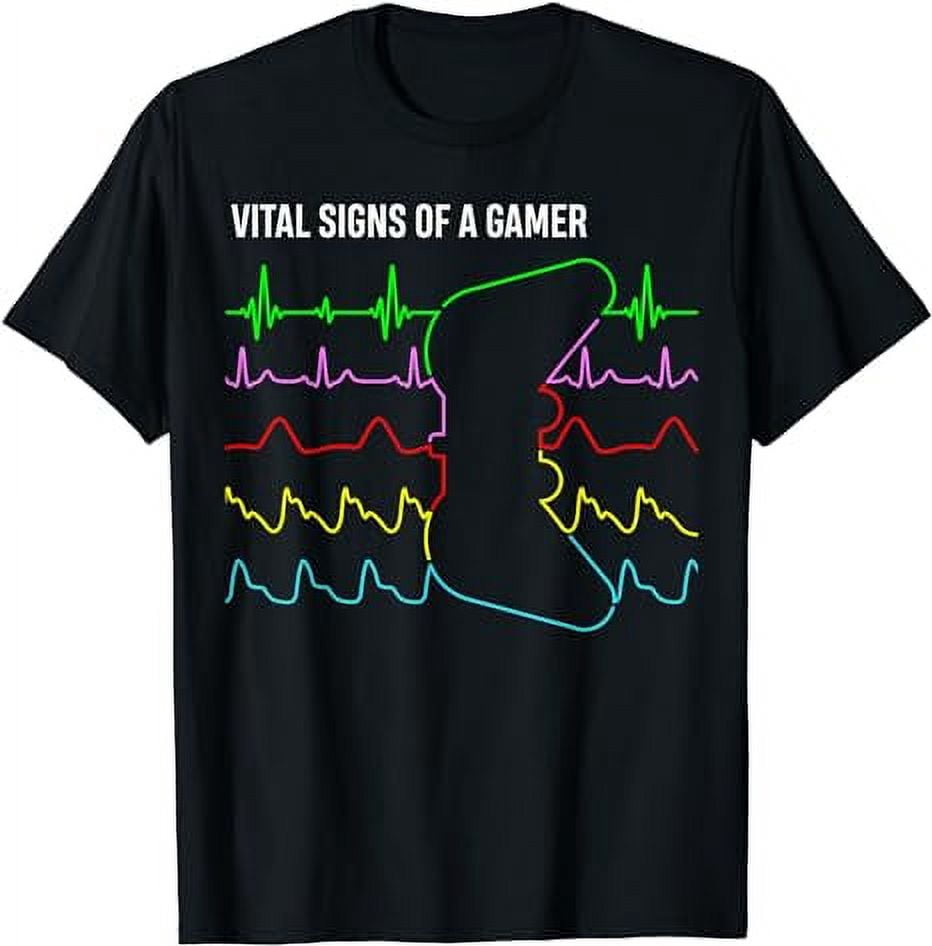 Vital Signs of a Gamer - video game player heartbeat novelty T-Shirt ...