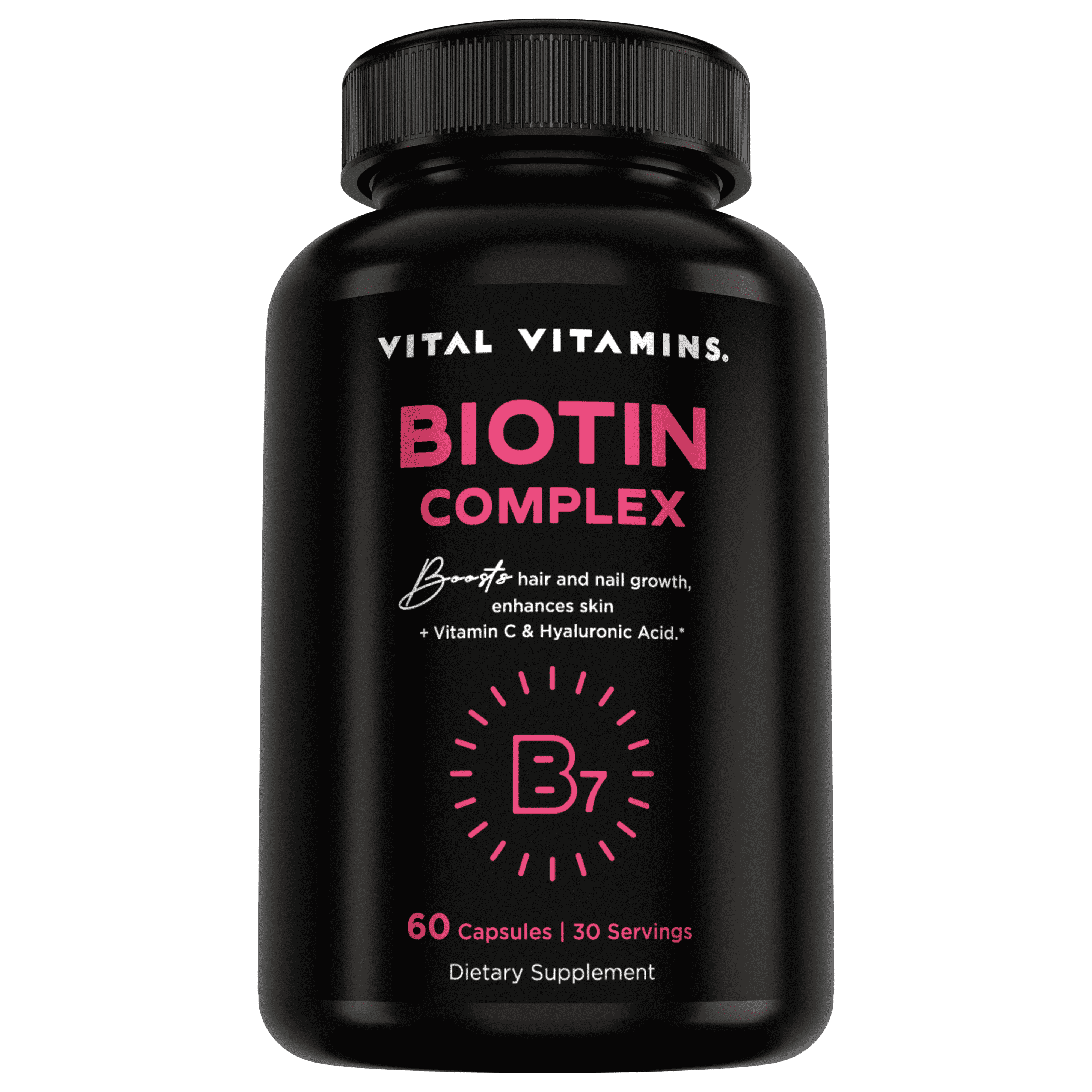 Vital Vitamins Biotin Complex 60 Ct with Hyaluronic Acid MSM Collagen ...